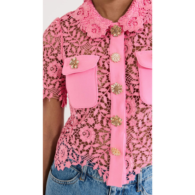 핑크 로즈 레이스 크리스탈 탑