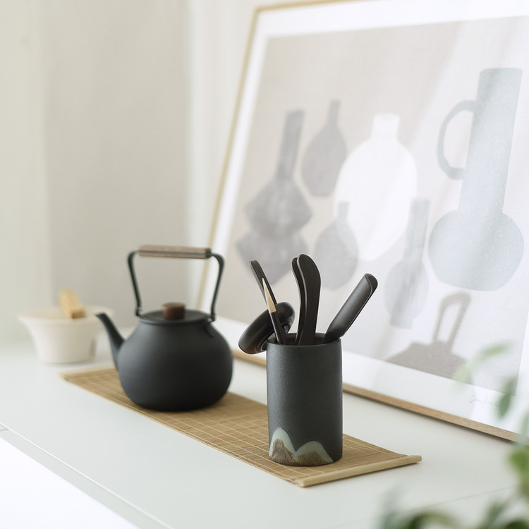 도자기와 우드 차도구 세트 차칙 차집게 차침 차시 차루