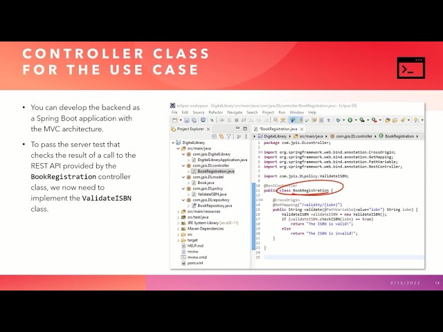 12강. CONTROLLER CLASS FOR THE USE CASE (2022.9.15.) : KOSTA 한국소프트웨어기술진흥협회