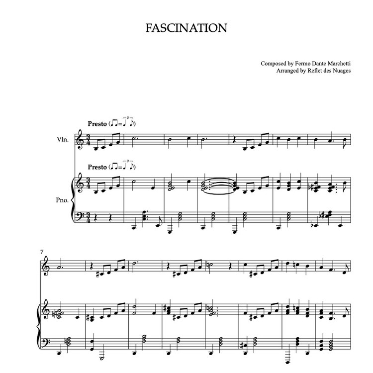 [DUET SHEET MUSIC] Fascination - Violin and Piano Chamber Ensemble ...