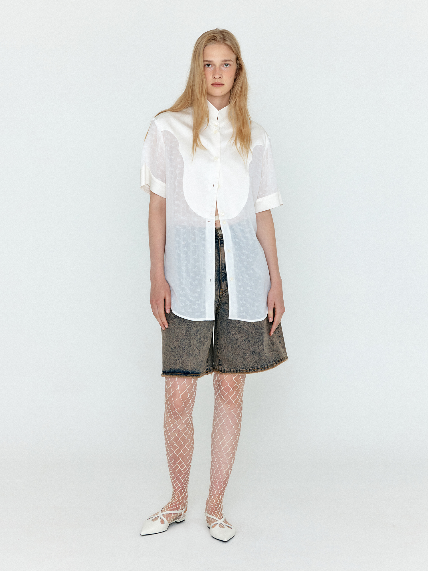 WINDA Western Bib-front Half Sleeve Shirt - Ivory : EENK