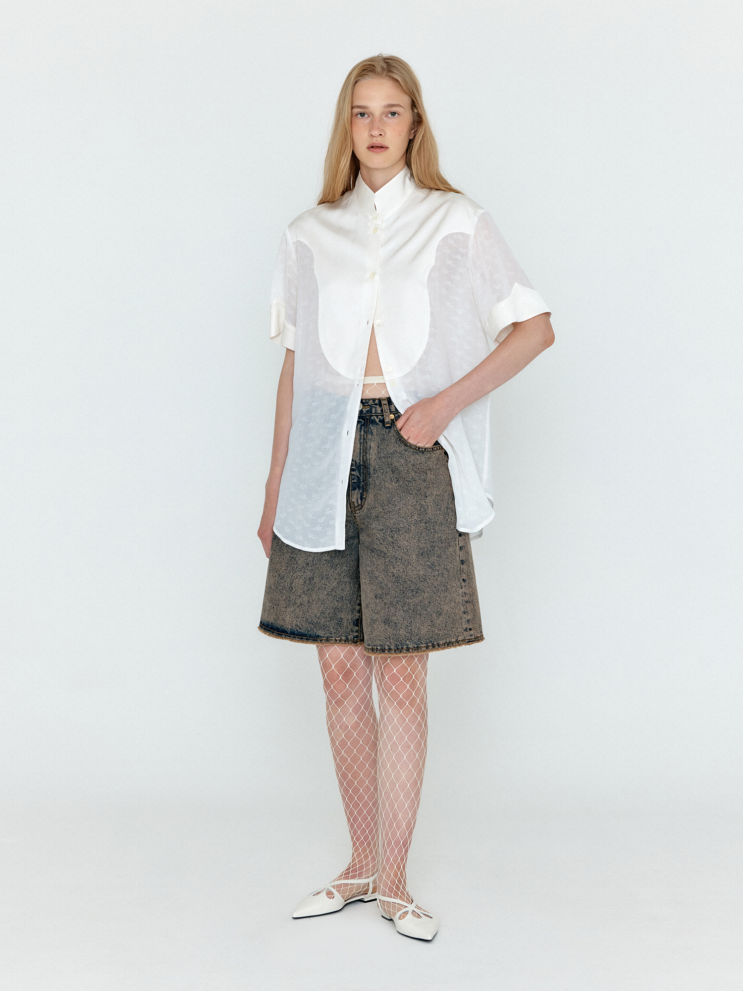 WINDA Western Bib-front Half Sleeve Shirt - Ivory : EENK