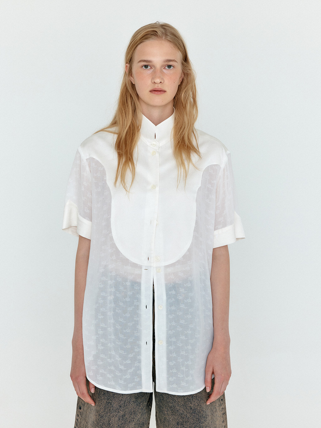 WINDA Western Bib-front Half Sleeve Shirt - Ivory : EENK