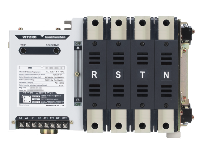 VAT B60063WN 4FA, VAT-66WN-4FA-B, 600A, 4P ATS, 표면형, 프론트타입, Front, 자동절제개폐기, VITZRO, 비츠로, 비츠로이엠 ...
