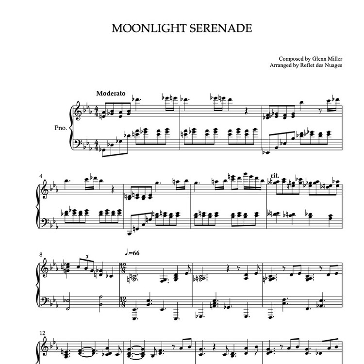 [PIANO SOLO 악보] Moonlight Serenade 피아노 편곡 악보 : Musicalibra Korea