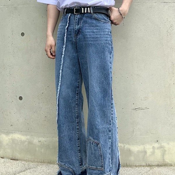 [ICVN] 언발 와이드 데끼 데님 팬츠