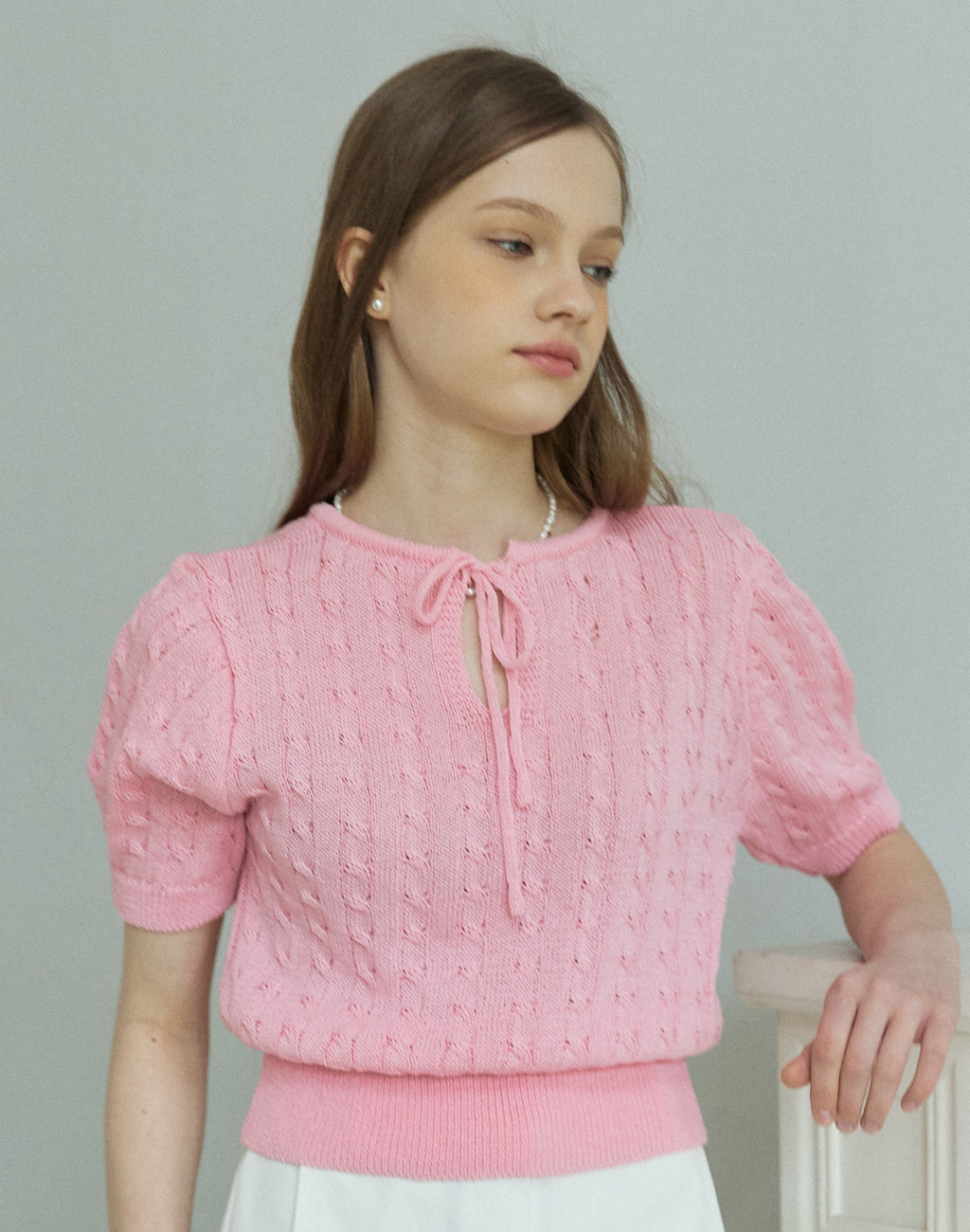 Ribbon Tie Two-Way Knit - Pink : [아워호프] 당신의 행복한 나날을 함께 합니다.