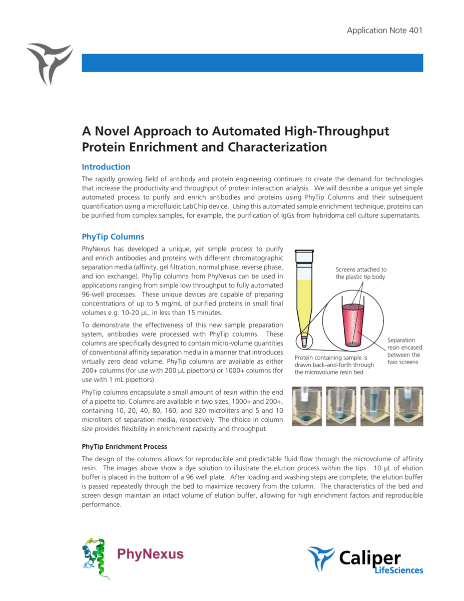 A Novel Approach to Automated High-Throughput Protein Enrichment and ...