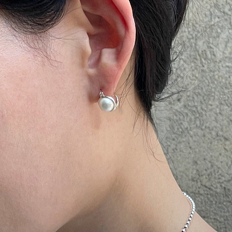 Silver925 Both Sides Pearl Earring_small : ctwins(씨트윈스)