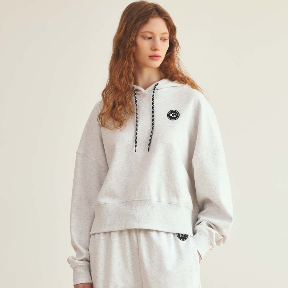 더그린랩_CROP HOODY_WHITE MELANGE GREY : The GREEN Lab | 더그린랩