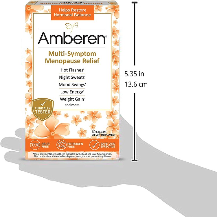 엠버렌, 12가지 폐경기 갱년기 증상, 열감, 야간 발한, 기분 변화, 낮은 에너지 - 60캡슐 / Amberen: Safe ...