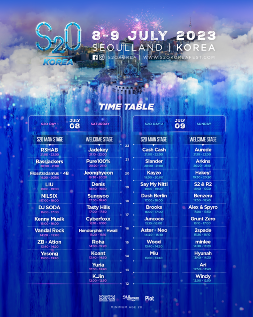 💦 S2O Korea 2023 전체 타임테이블 공개💦 : 송크란 뮤직페스티벌 - S2O KOREA