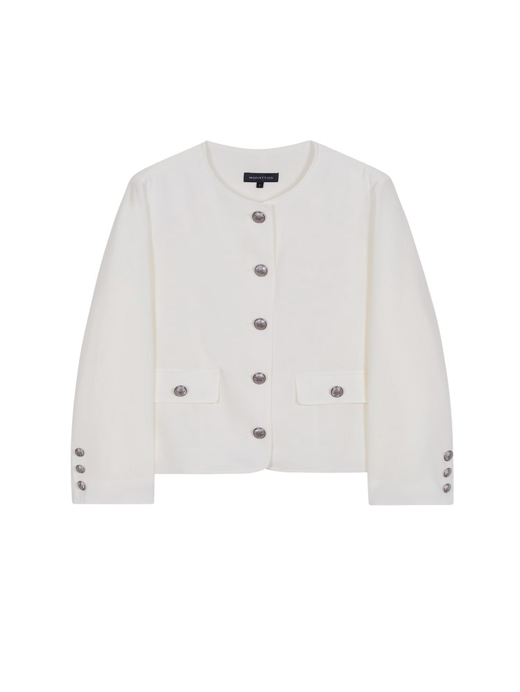 SUMMER Silver Button Jacket Cream White : MODIATTICO