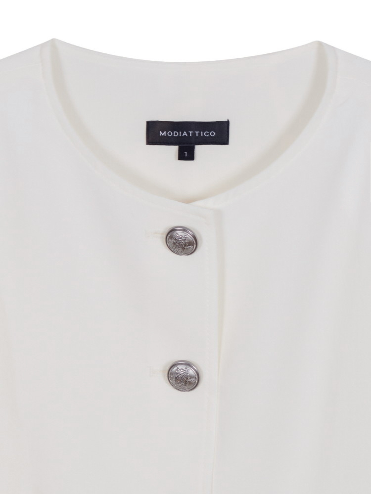 SUMMER Silver Button Jacket Cream White : MODIATTICO