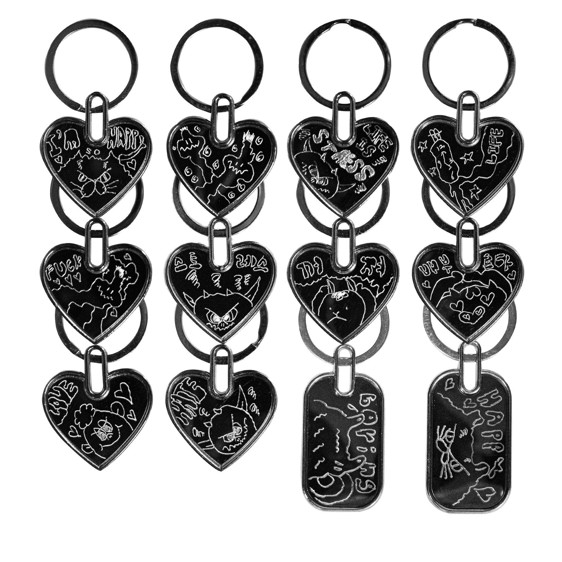 DOUBLE SIDE HANDY-PIECE SQUARE KEY RING : twostandard