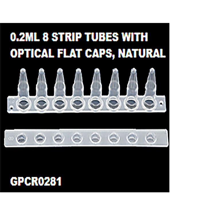 0.2ml 8 strip tubes with optical flat caps, Natural color - GPCR0281 ...