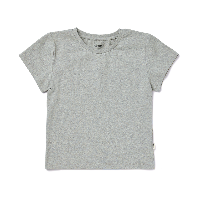 Crew Neck Basic Fitted T-shirt(Gray) : Goblin Wear