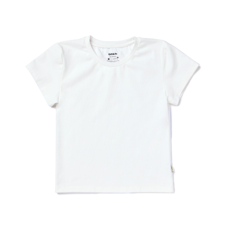 Crew Neck Basic Fitted T-shirt (White) : Goblin Wear 고블린 웨어