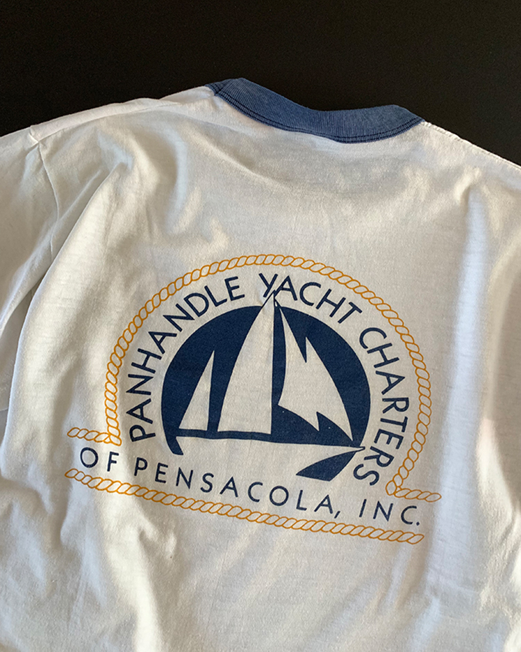 80's "YACHT CHARTERS" 50/50 USA Ringer T-Shirts : lilisun