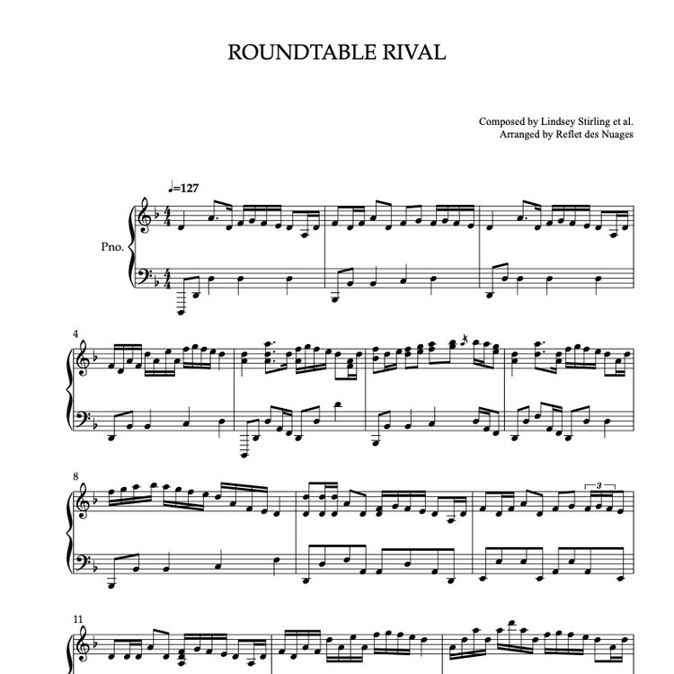 [PIANO SOLO SHEET MUSIC] Roundtable Rival : MUSICALIBRA