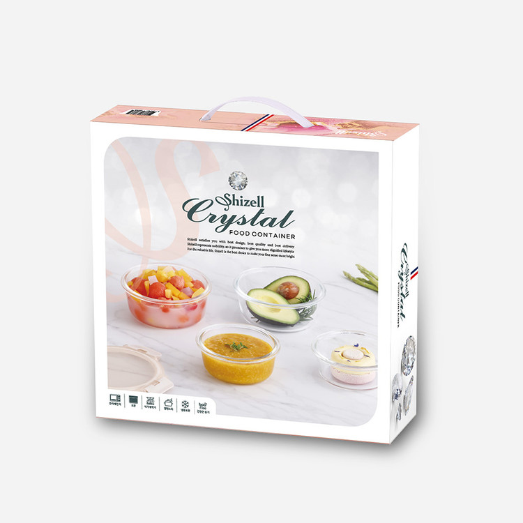 쉬젤 크리스탈 내열밀폐용기 원형4종세트 (원형400ml*2ea+620ml*2ea) : 중앙유통 (화곡유통단지)