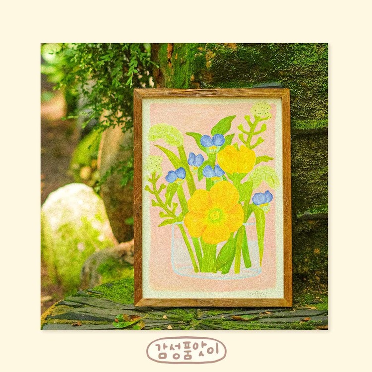 [감성품앗이] 여름빛의 수세미 꽃 포스터 - A3 : paperuler