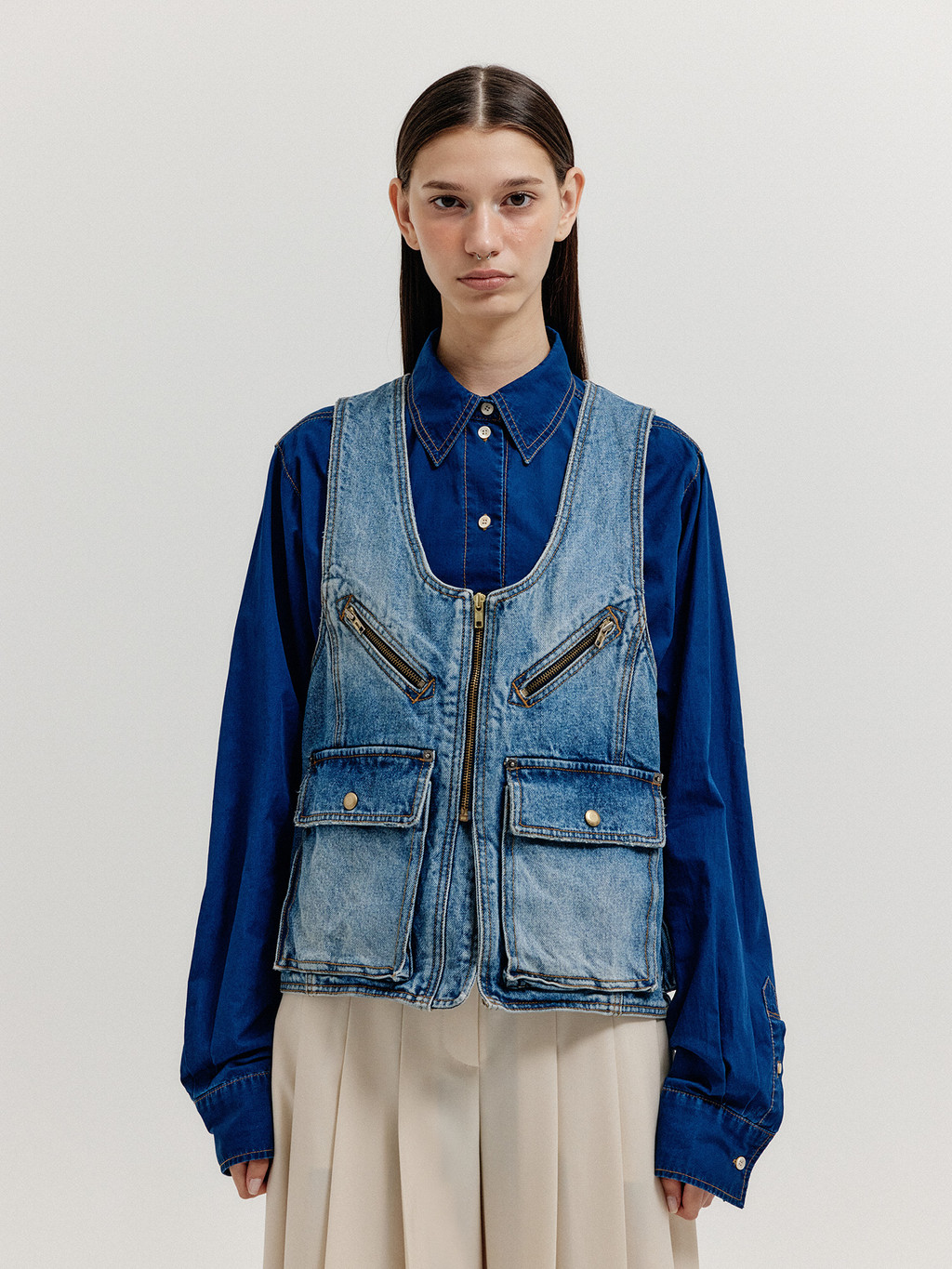 XEBY Utility Denim Vest - Blue : EENK