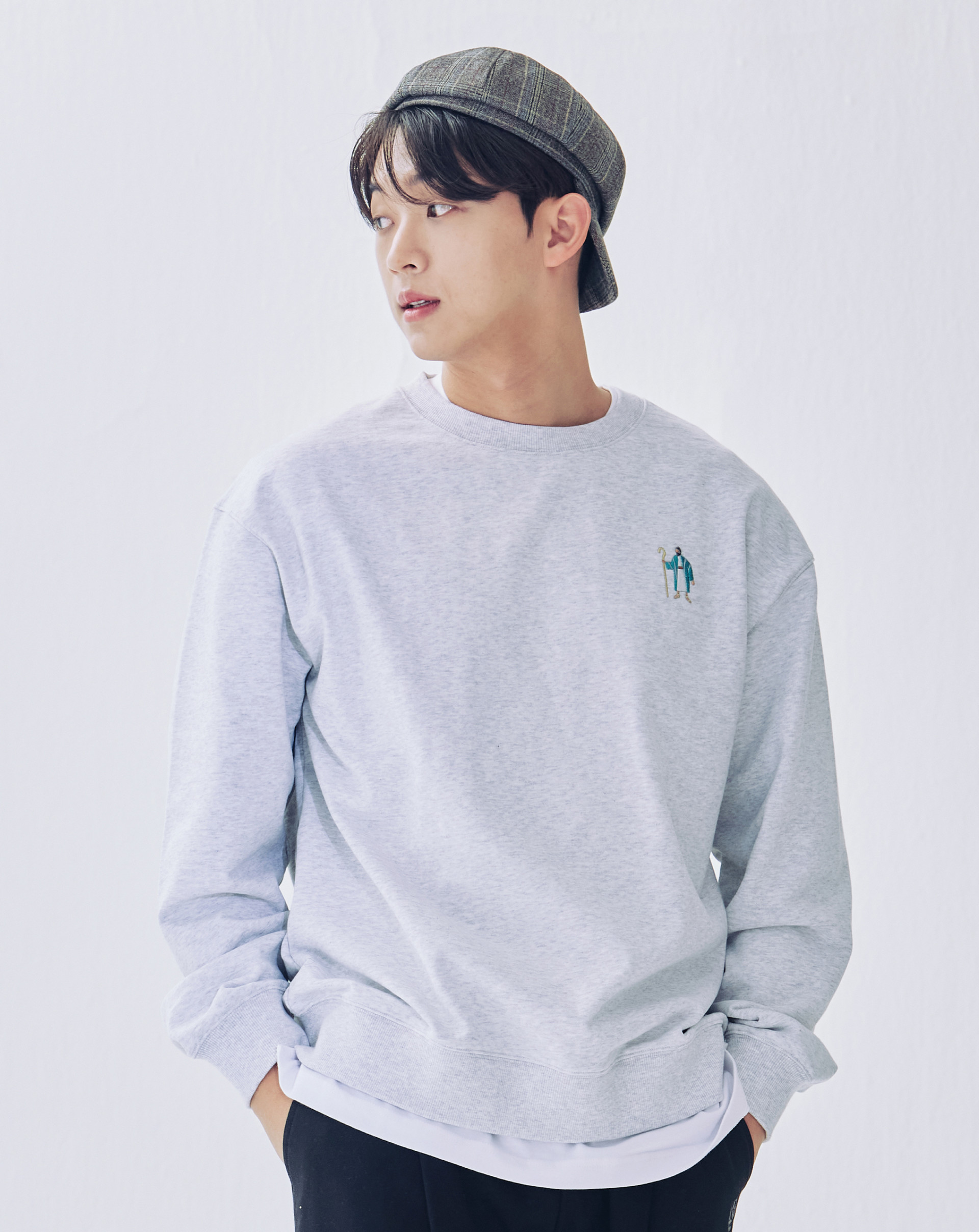 [Exodus 4:12] 자수포인트 크루넥 맨투맨(L/Gray) : PS1103