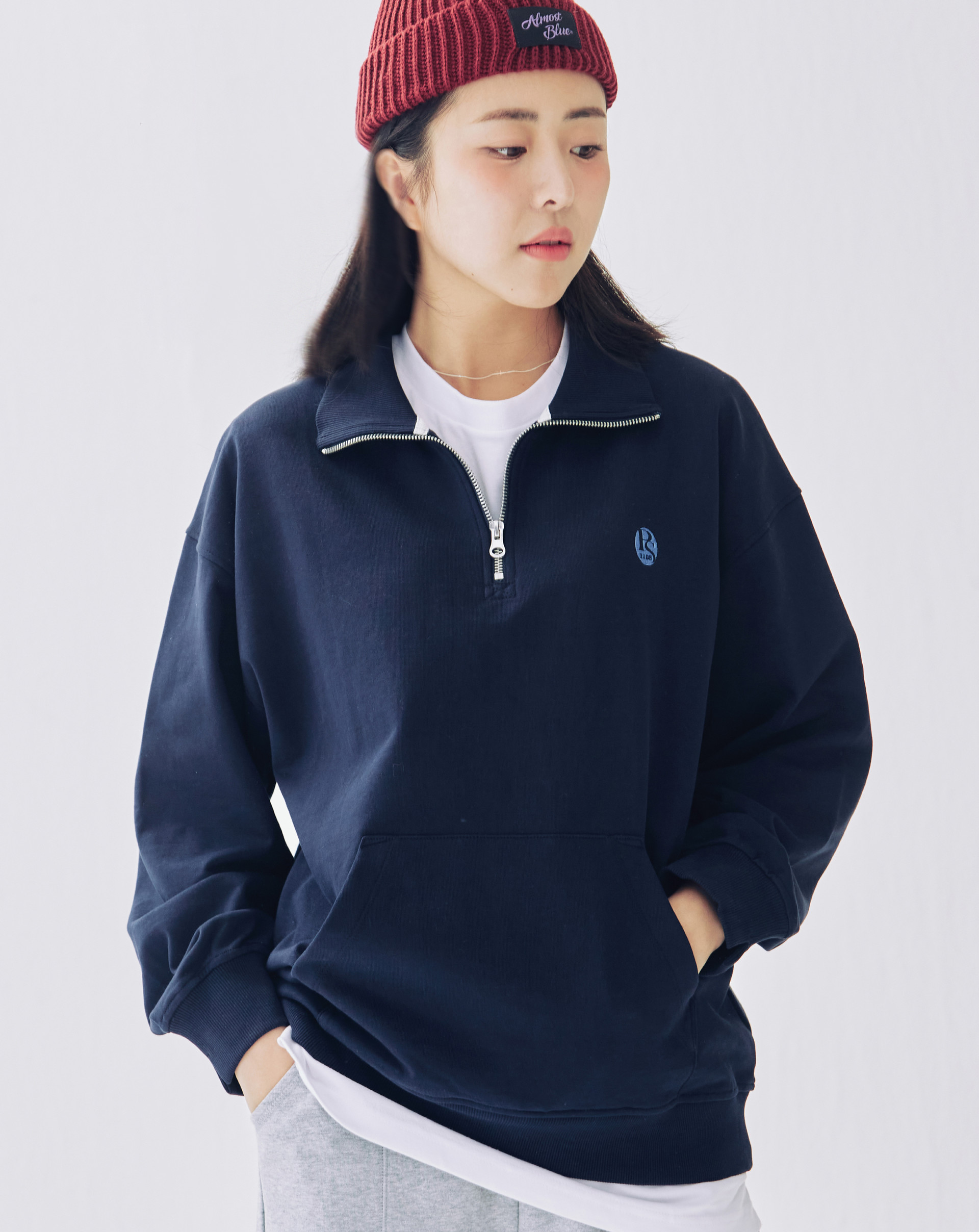 [Psalm110:3] 하이넥 루즈핏 시그니쳐 맨투맨(Navy) : PS1103