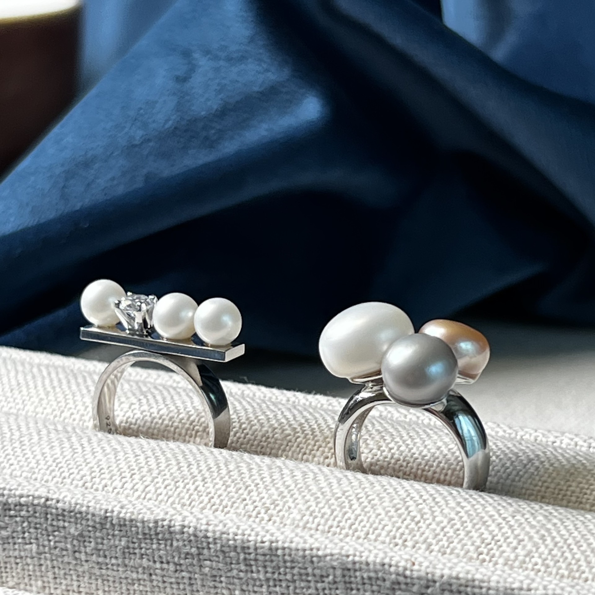 [2컬러] 꽃송이 담수진주 실버반지 Blossom Fresh Water Pearl Silver Ring (Silver 925) : RIESTA-리에스타