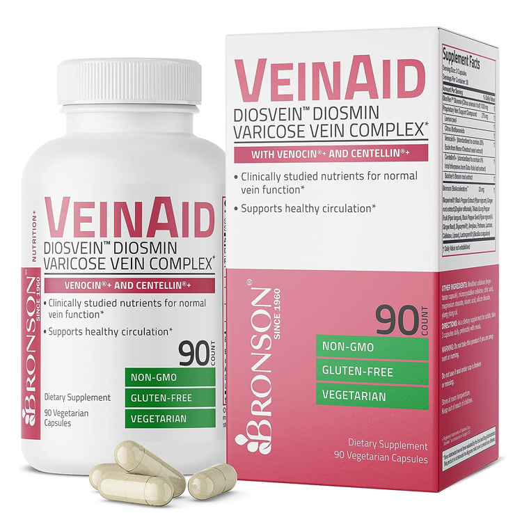 브론슨 베인에이드 디오스민 1000mg, 하지정맥류 복합체 - 90캡슐 / Bronson VeinAid Diosmin ...