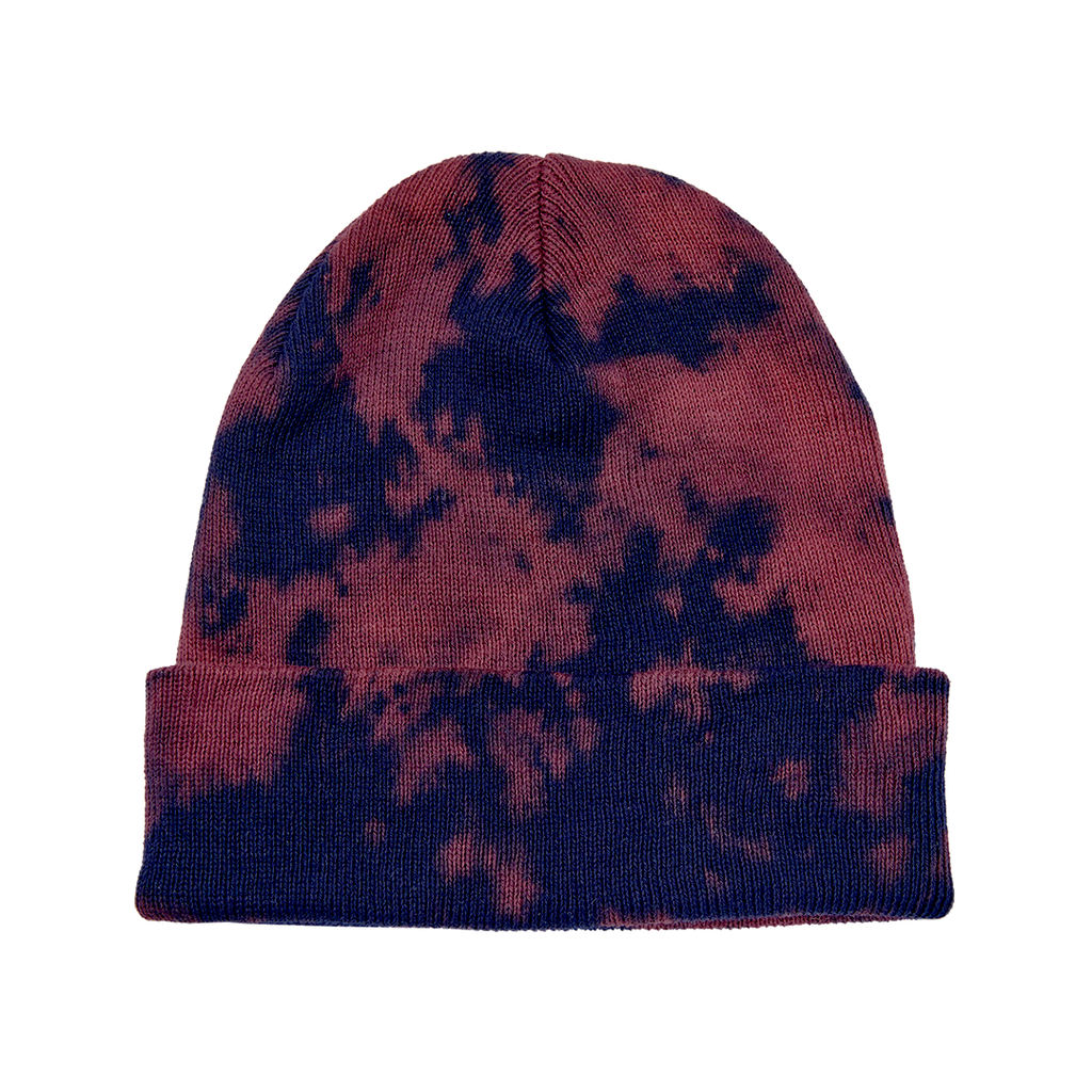 Hand Bleach Tie-Dyed Beanie - Navy & Purple : MEDIUMS