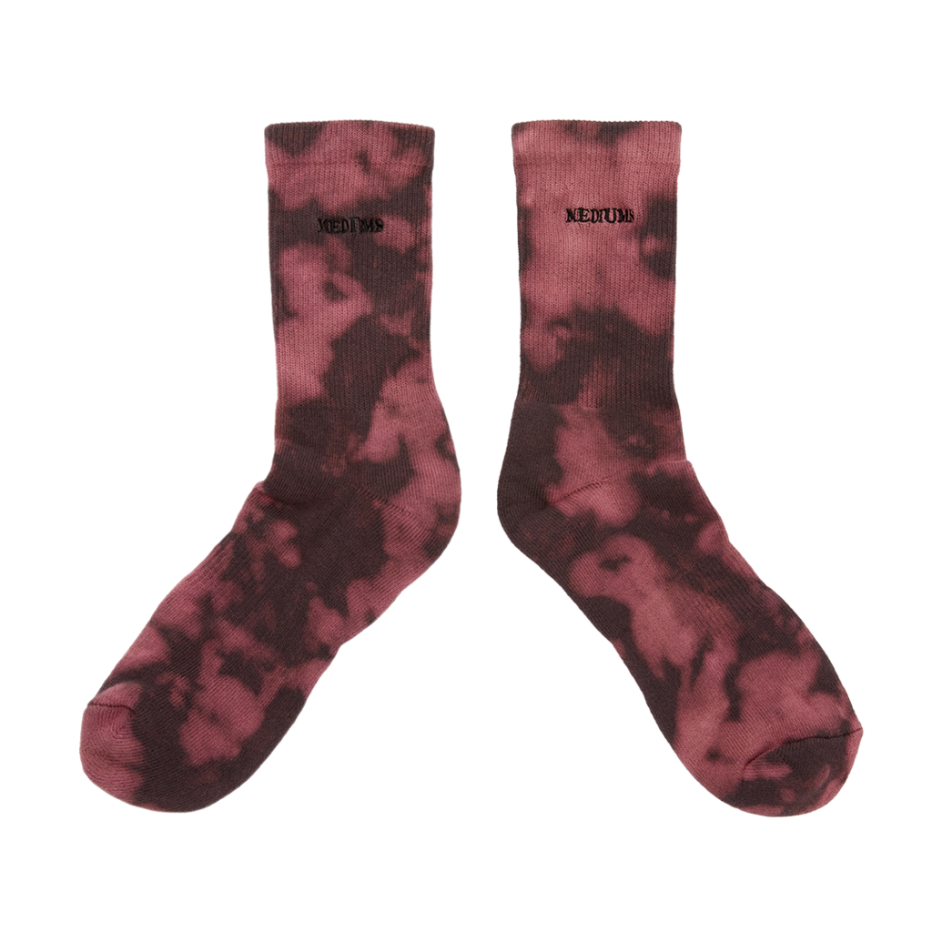 Hand Bleach Tie-Dyed Socks - Maroon : MEDIUMS