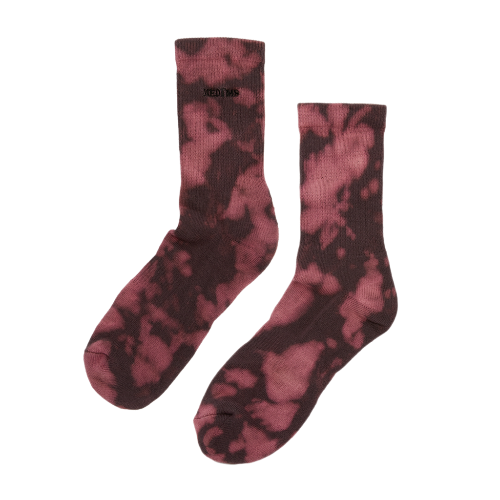 Hand Bleach Tie-Dyed Socks - Maroon : MEDIUMS