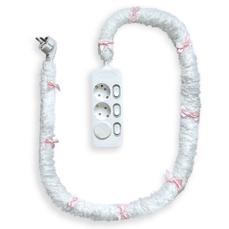 Fuzzy multi-tap_Ribbon_White (Pink) : 퍼지룸 fuzzyroom