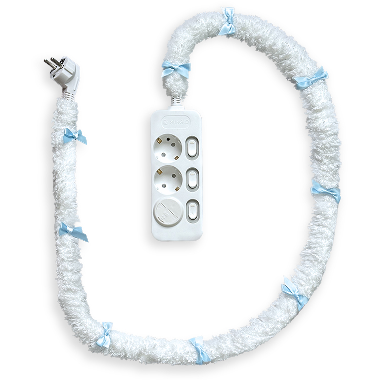 Fuzzy multi-tap_Ribbon_White (Skyblue) : 퍼지룸 fuzzyroom