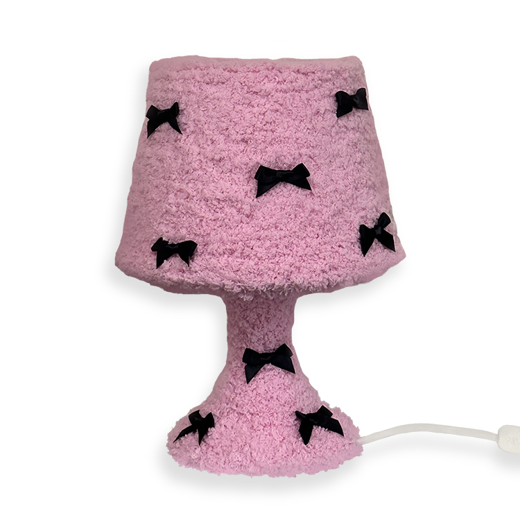 Fuzzy Lamp Ribbon Pink Black FUZZYROOM fuzzy-lamp-ribbon-pink-black-fuzzyroom