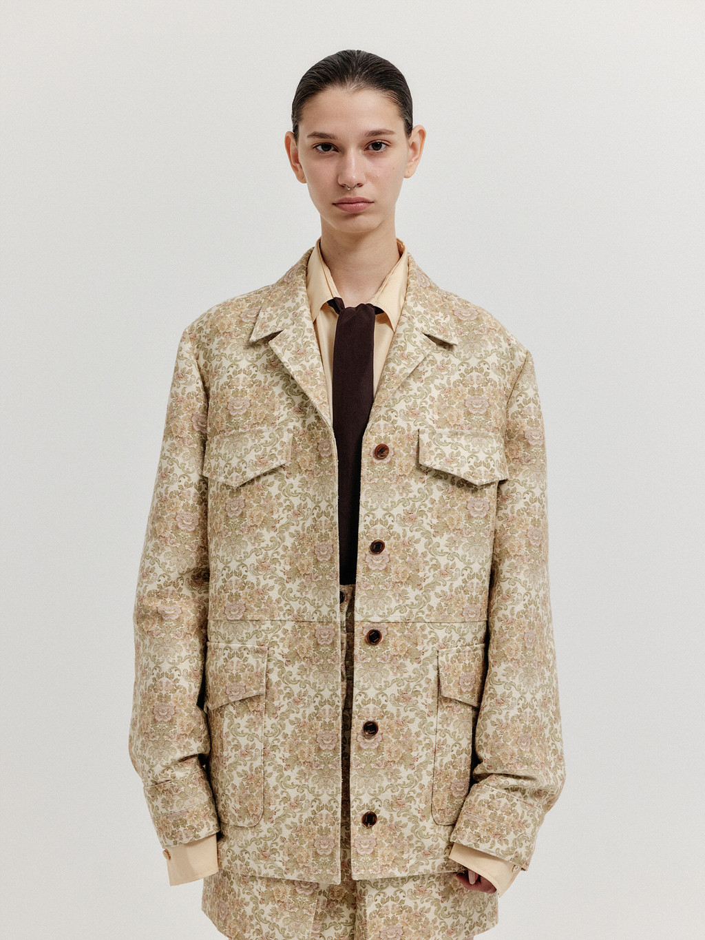 XIRINA 4-Pocket Shirt - Beige Multi : EENK