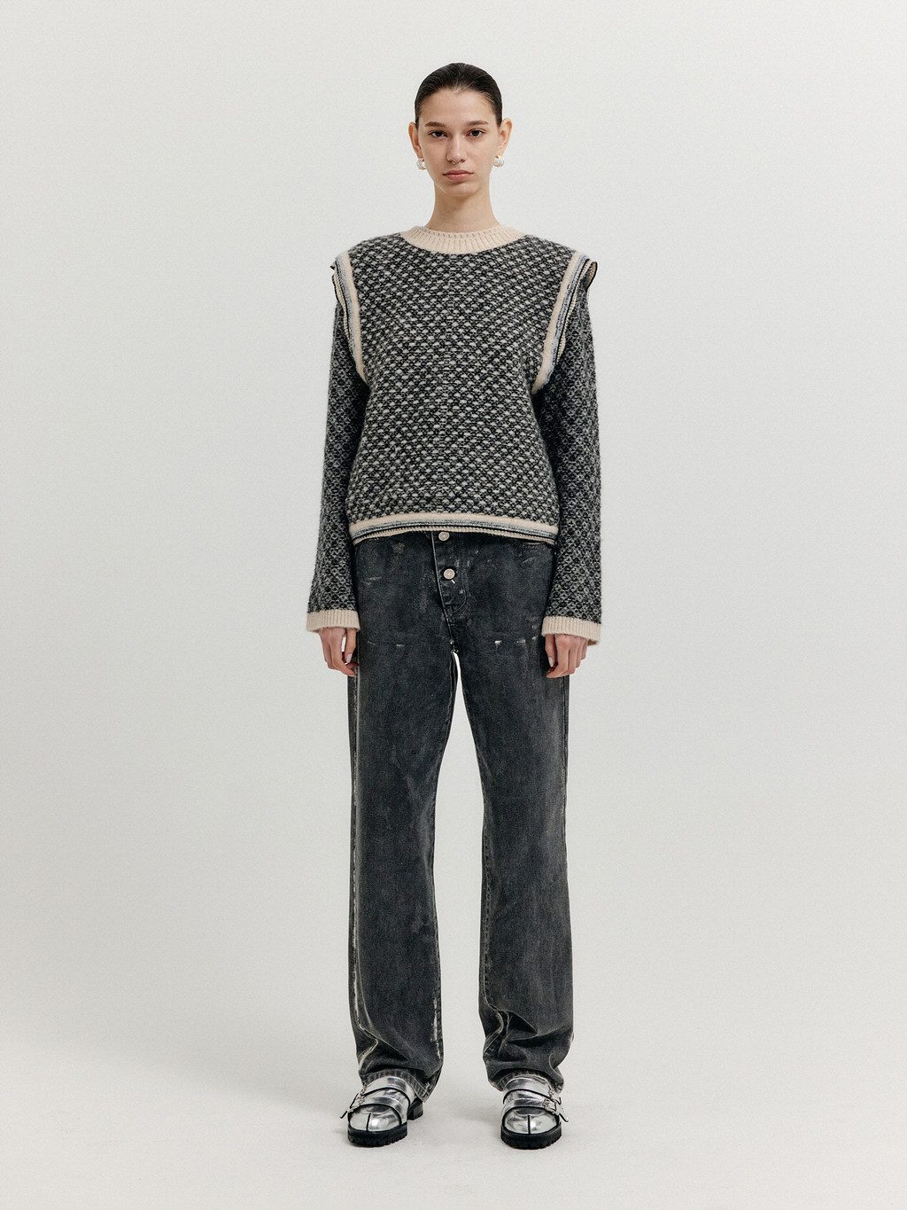 XENEVA Asymmetric Front Denim Pants - Dark Grey : EENK