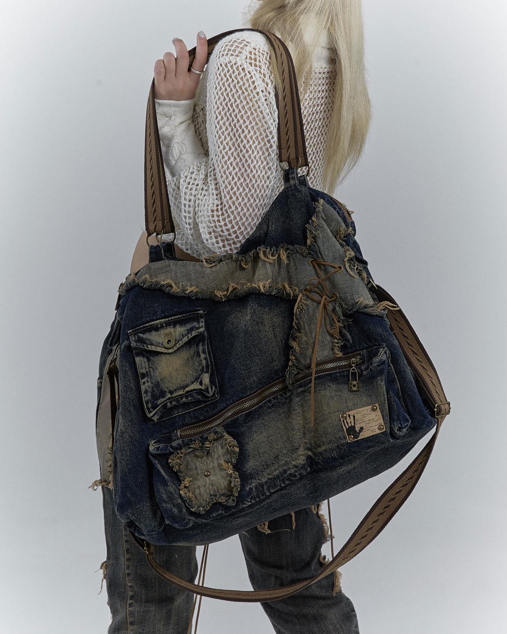 Destroyed Vintage Denim Cross Bag : 아워플랜 | OURPLAN