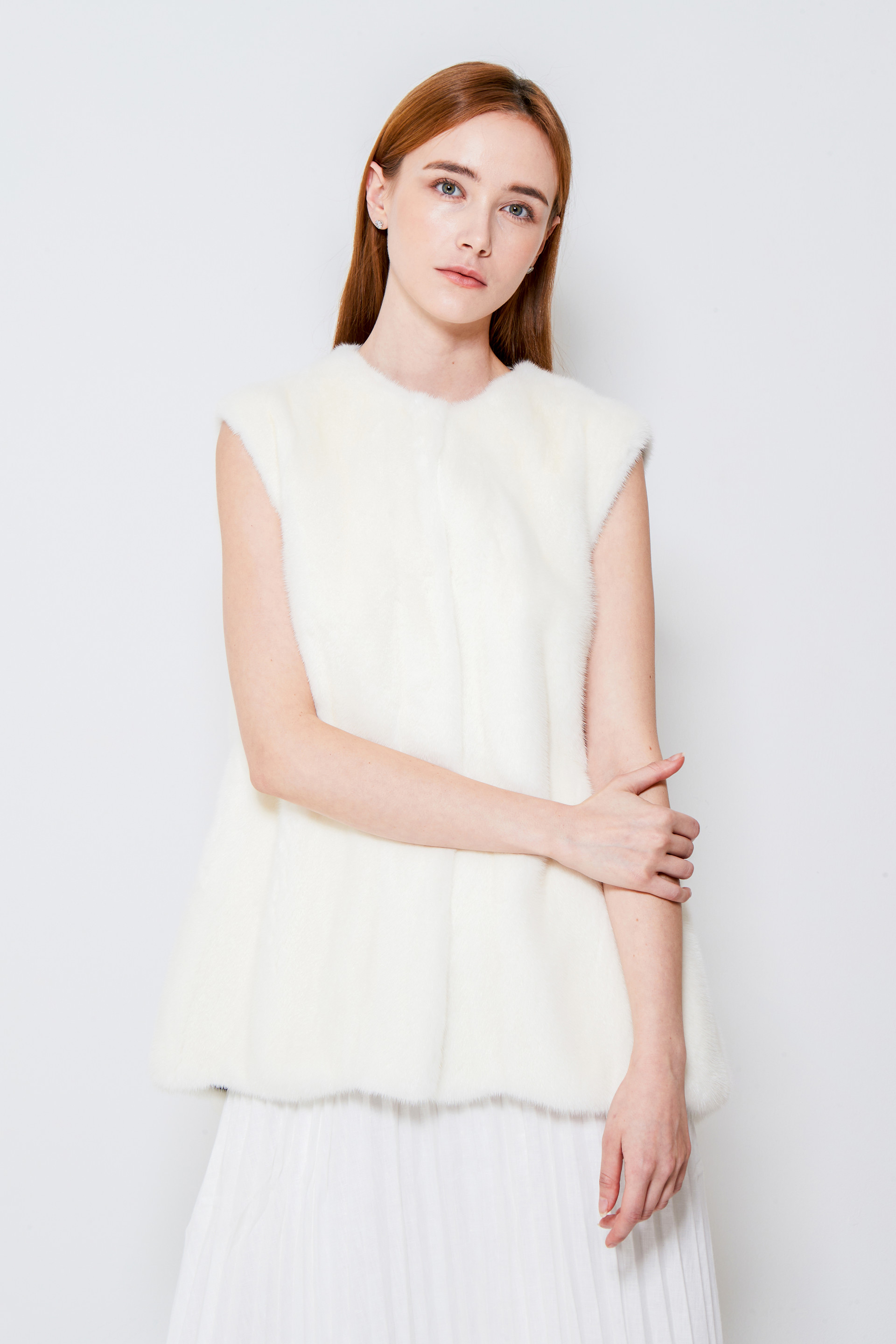 유니크 A-Line 밍크 베스트 코펜하겐 플래티넘 퀄리티 화이트, 레드그로우, 블랙 : 라프라우 LAFRAU