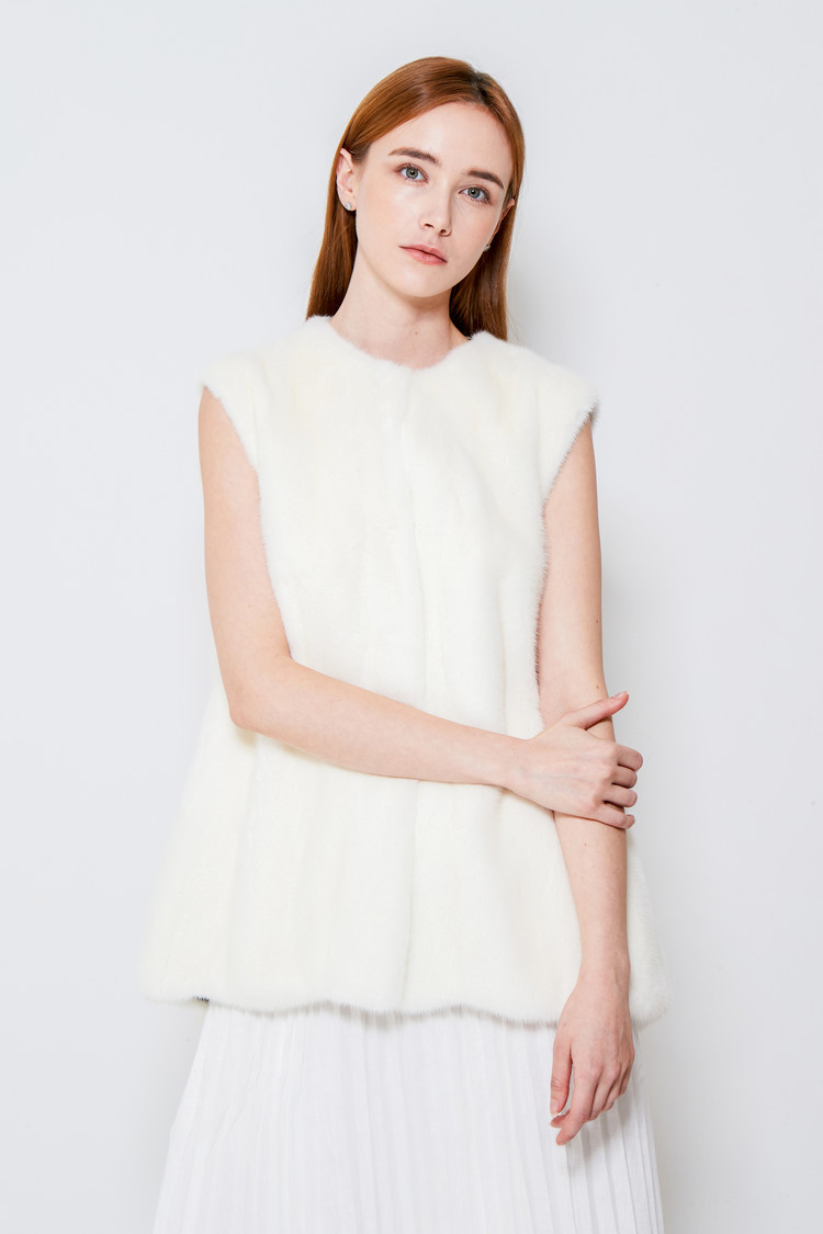 유니크 A-Line 밍크 베스트 코펜하겐 플래티넘 퀄리티 화이트, 레드그로우, 블랙 : 라프라우 LAFRAU