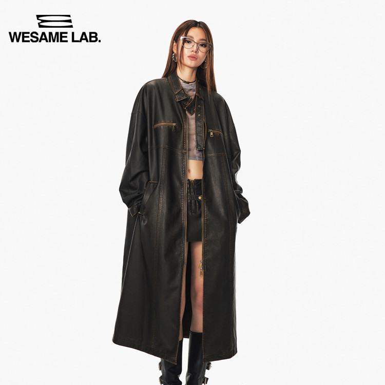 WESAME LAB original design loose fit long leather coat : 유스키트 YOUTHKIT