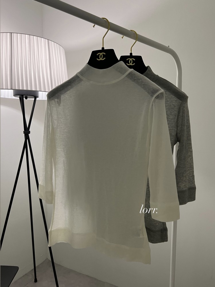 F/w wool see through half neck tee : Lorr
