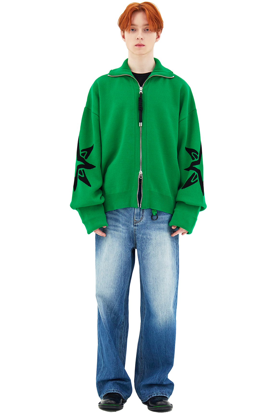 Ancient symbol zipper knit (fern green) : 더 아이덴티티 프로젝트 LAB