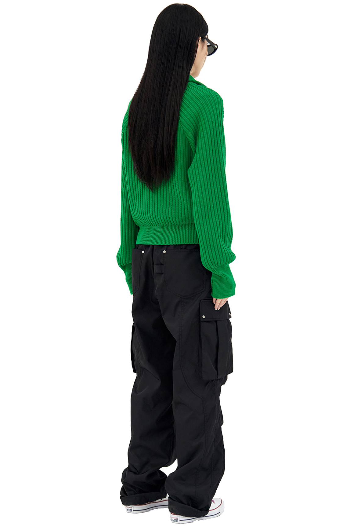 Women ribbed zipper knit jacket (fern green) : 더 아이덴티티 프로젝트 LAB