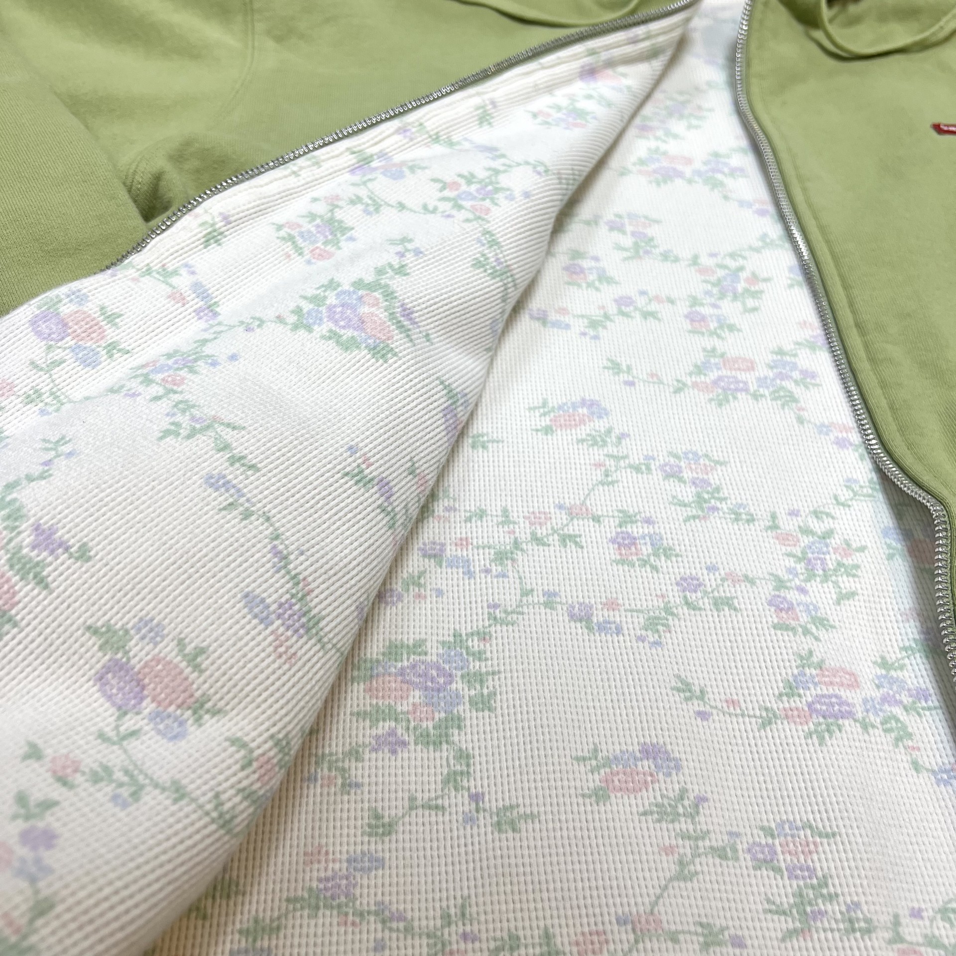 16fw supreme small logo thermal hoodie zip up col.sage sz.XL : soberseoul