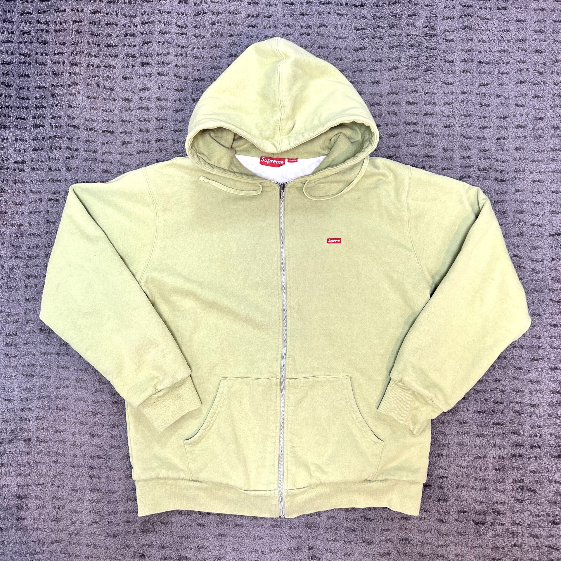 16fw supreme small logo thermal hoodie zip up col.sage sz.XL : soberseoul