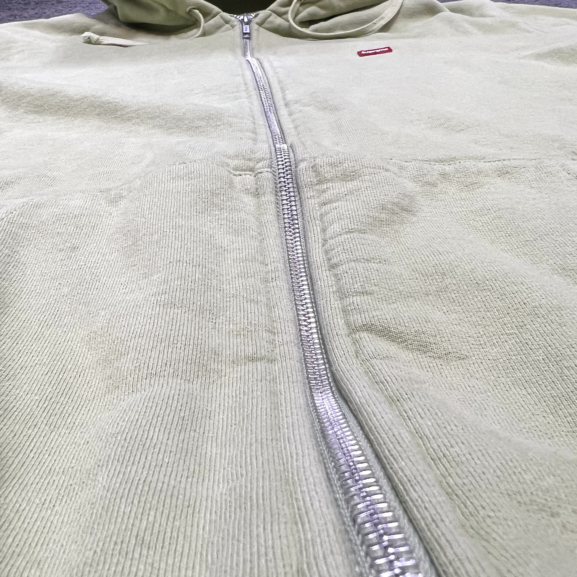 16fw supreme small logo thermal hoodie zip up col.sage sz.XL : soberseoul