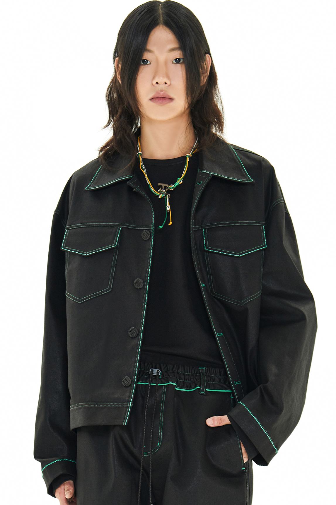 Coating denim jacket (black) : 더 아이덴티티 프로젝트 LAB